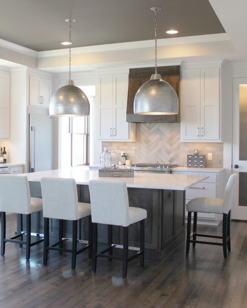 Applestone Homes of Quad Cities White Kitchen With Gray Island ...