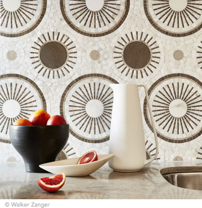 Astral Nights Pattern in Calacata TANGENT - Midcentury - Kitchen ...