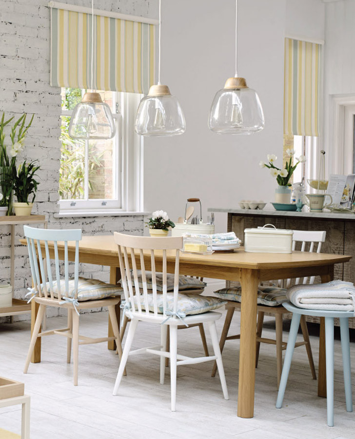 Awning Stripe Primrose/Duck Egg Fabric - Modern - Dining Room ...