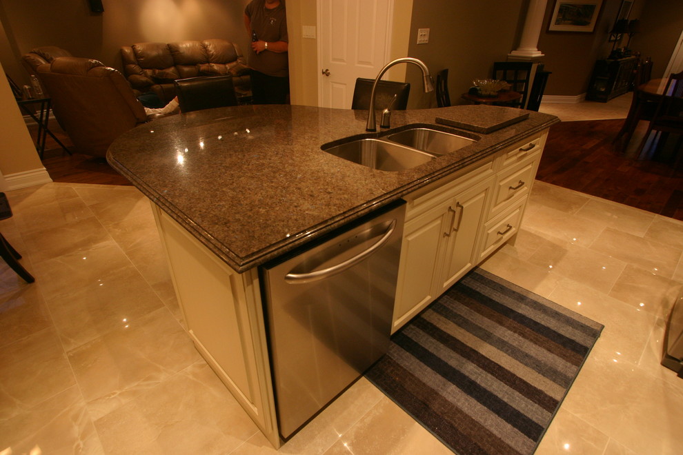 Baby grand piano island and 2 tone Cabinetry - Traditional - Kitchen ...