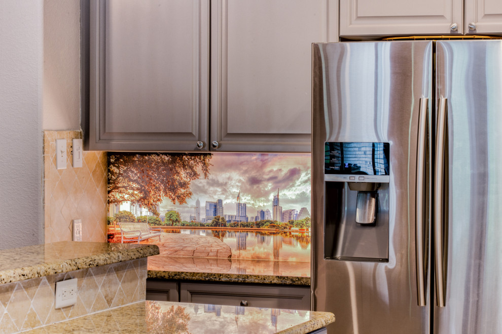 Back Lit Digital Glass Backsplash - Transitional - Kitchen - Austin ...
