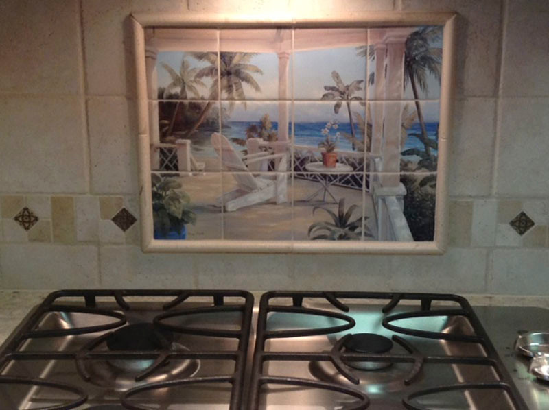 Backsplash Ideas - Tropical Porch Tile Mural - Traditional - Kitchen ...
