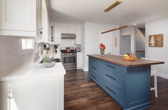 Barsuda Residence _ Transitional white and blue kitchen - Transitional ...