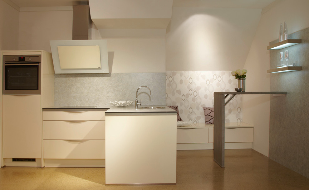 Bauformat white mat modern kitchen with integrated handles and cool ...