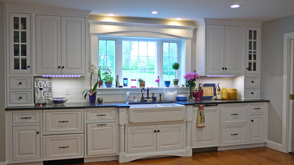 Beaded Inset White Kitchen - Farmhouse - Kitchen - Boston - by ...