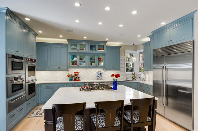 Beautiful Blue Kitchen - Transitional - Kitchen - Denver - by Hawk ...