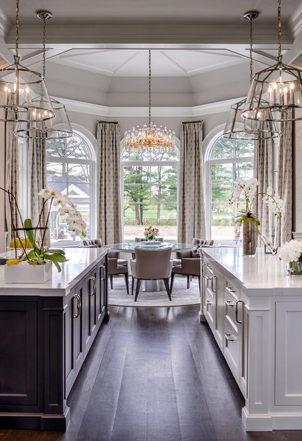 Beautiful Nordic White Designer Kitchen - Double Island - Transitional ...