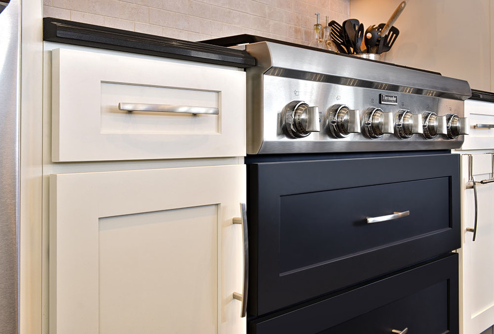 Black and White Open Floor Plan Kitchen - Transitional - Kitchen ...