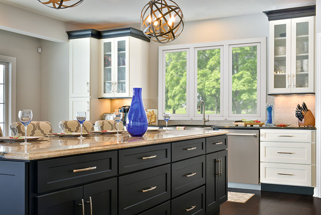 Black and White Open Floor Plan Kitchen - Transitional - Kitchen ...