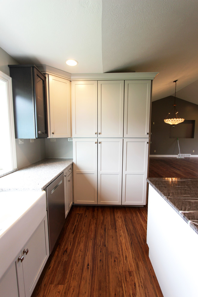 Black & White Waypoint LivingSpace Kitchen Cabinets with Farm House ...