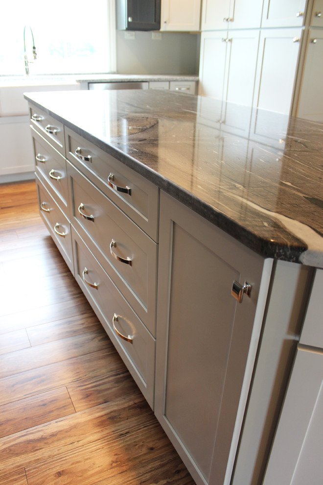 Black & White Waypoint LivingSpace Kitchen Cabinets with Farm House ...