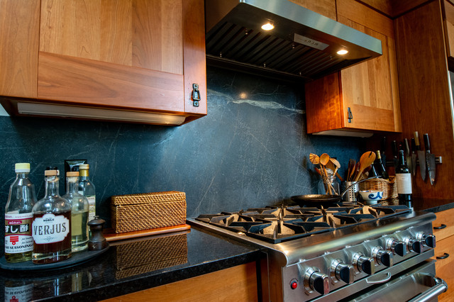 Black Pearl Granite w/ Full Height Soapstone Backsplash - Traditional - Kitchen - Boston - by ...