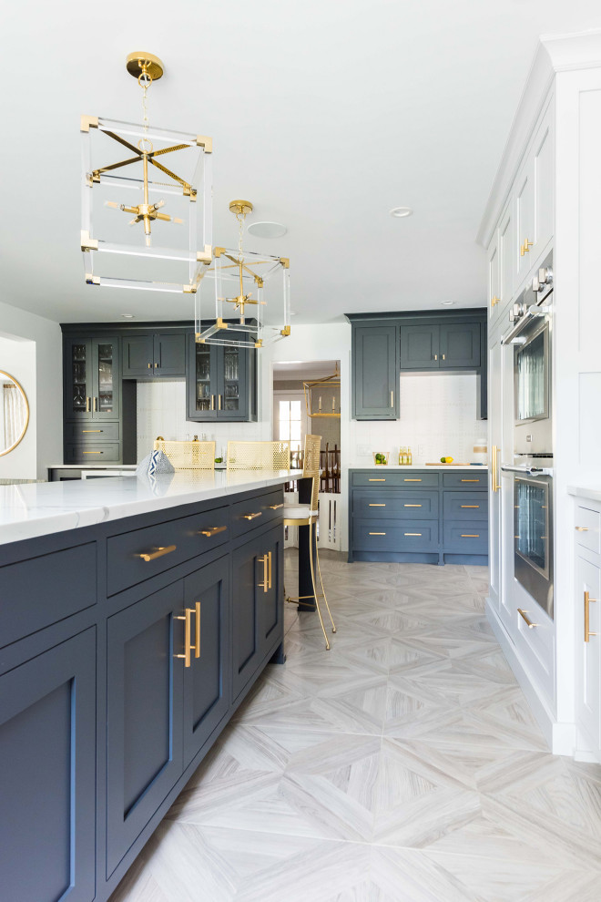 Blue and Gold Interior Renovation - Contemporary - Kitchen - New York ...