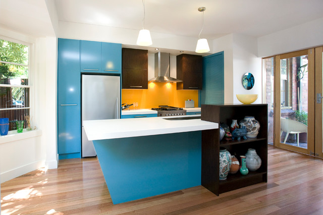 Blue & Yellow Kitchen - Contemporary - Kitchen - Melbourne - by The ...