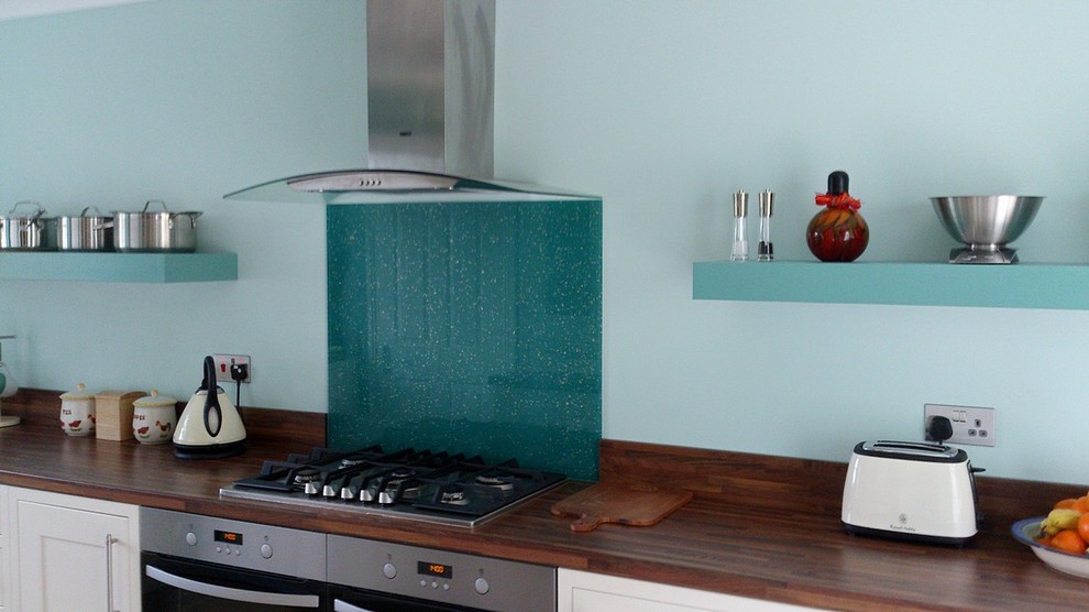 BLUE-GREEN glass kitchen splashbacks "COLOURED GLASS COLLECTION ...