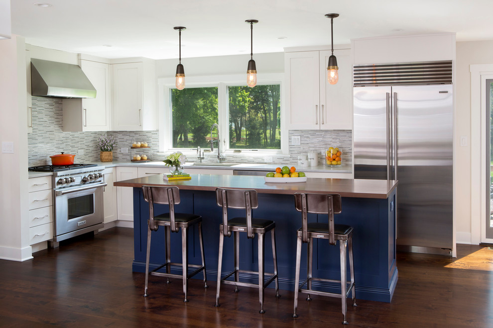 Blue Kitchen Island - Transitional - Kitchen - New York - by Lasley ...
