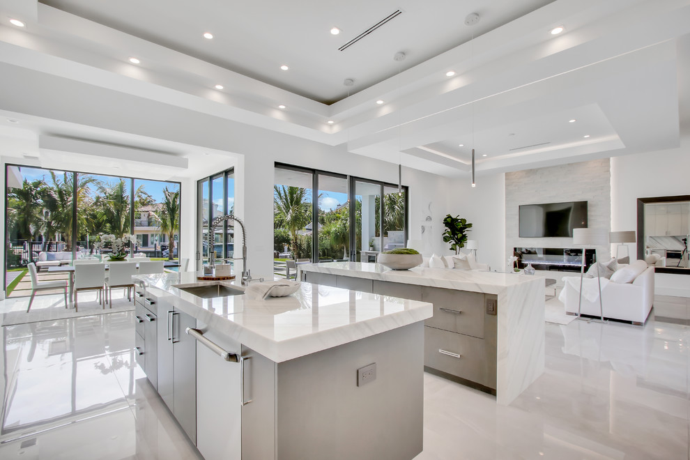 Boca Raton - New Modern Waterfront Custom Home - Contemporary - Kitchen ...