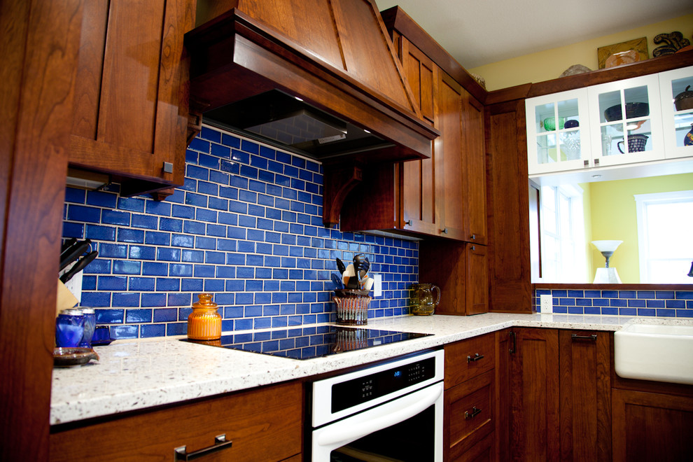 Bold Blue Subway Tile Kitchen - Traditional - Kitchen - Minneapolis ...