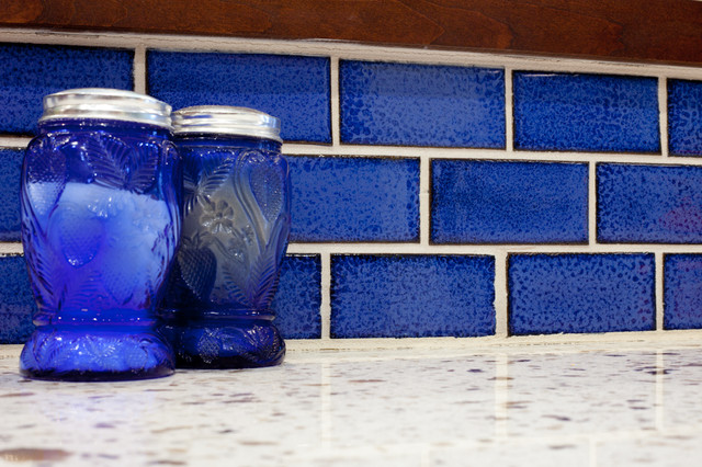 Bold Blue Subway Tile Kitchen - Traditional - Kitchen - Minneapolis ...