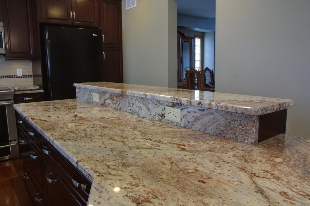 Bookmatched Granite countertop seams - Traditional - Kitchen - Edmonton ...