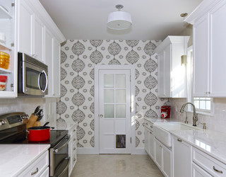 Bright and Cheery Galley Kitchen - Traditional - Kitchen - New York ...
