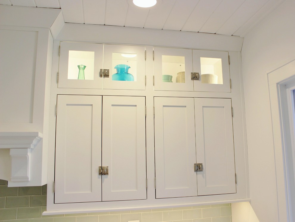 Bright White Inset Kitchen With Shiplap Ceiling Milan, IL - Farmhouse ...