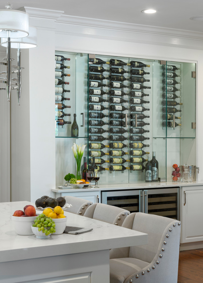 Bright, White Kitchen Renovation Wine Display - Transitional - Kitchen ...