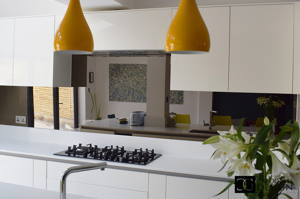 Bronze Toned Toughened Mirror Glass Splashback - Modern - Kitchen ...