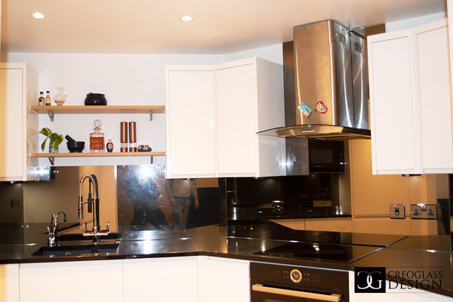 Bronze Toned Toughened Mirror Glass Splashback - Modern - Kitchen ...