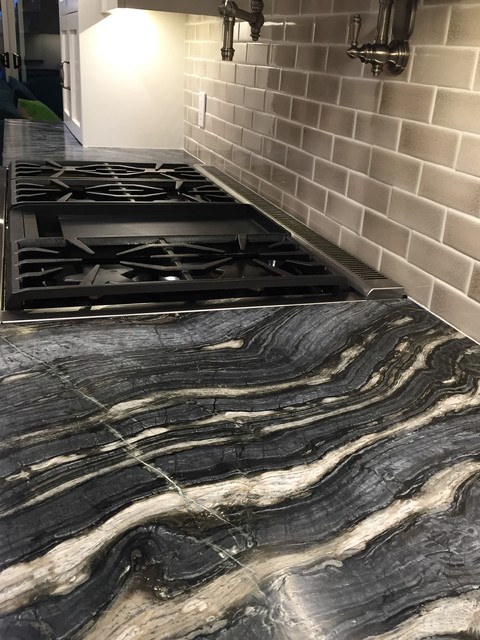 Cafe Argento Italian Marble in leather finish - Transitional - Kitchen ...