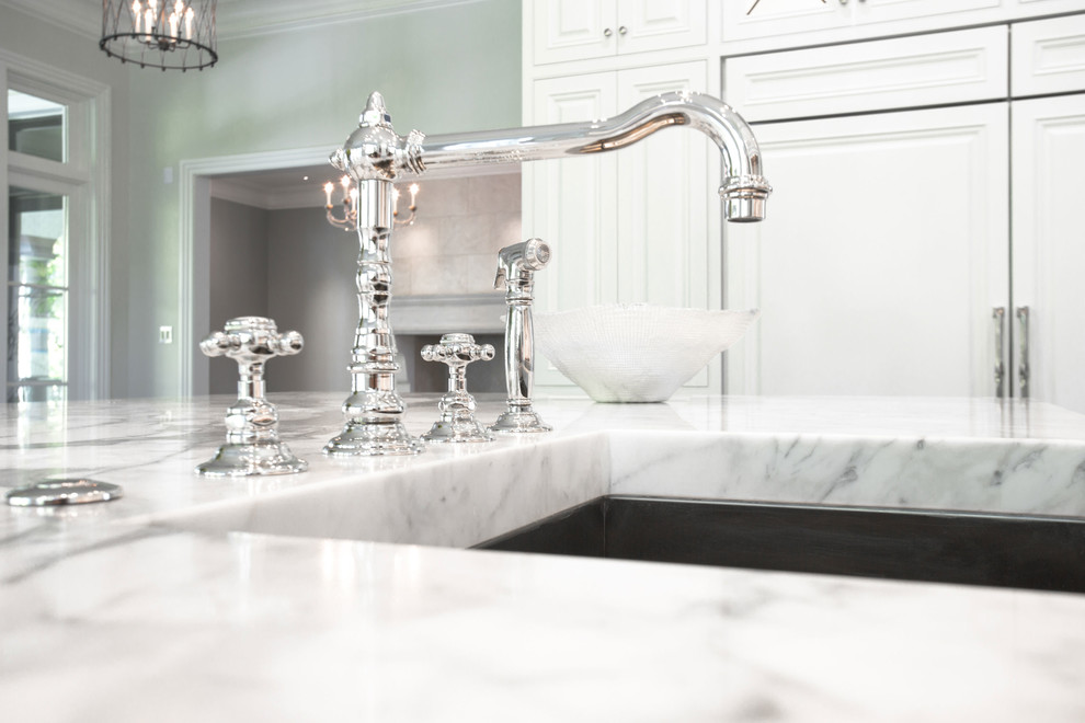 Calacatta Extra Marble Kitchen Countertops and Island - Transitional ...