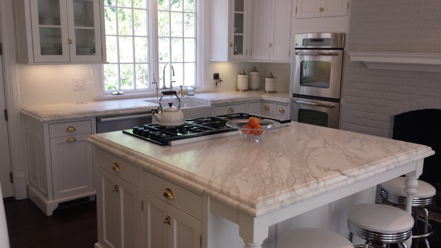 Calacatta Gold Marble Kitchen Countertop - Country - Kitchen - New York ...