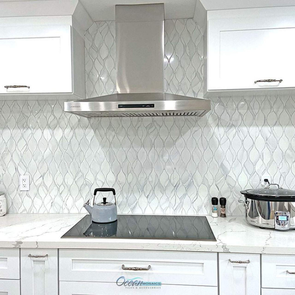 Calacatta Grey Teardrop Kitchen Backsplash - Contemporary - Kitchen ...