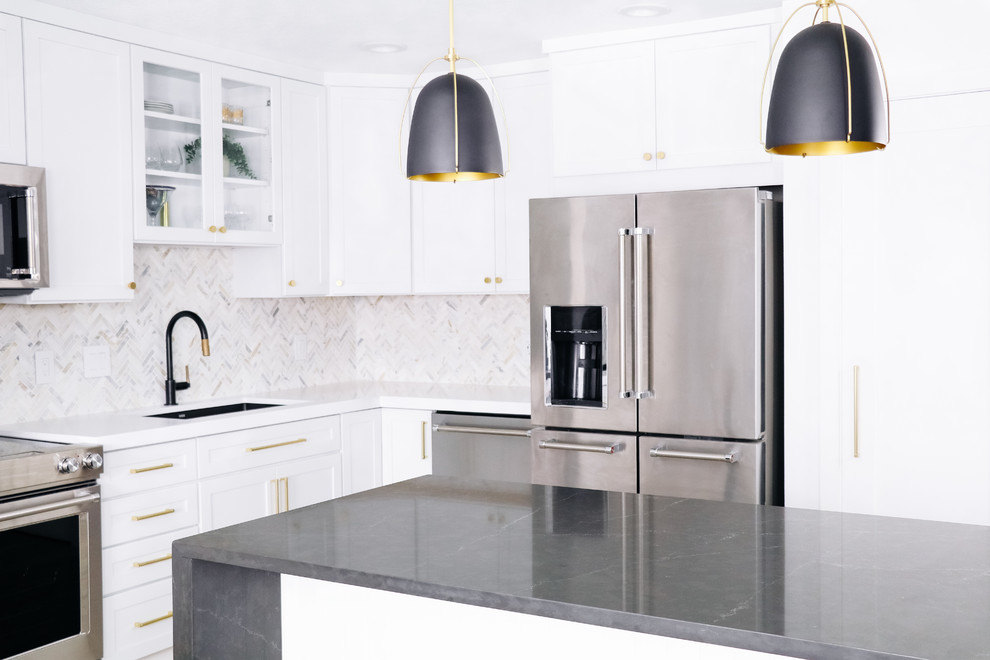 Calacatta Herringbone - Contemporary - Kitchen - Cleveland - by ...