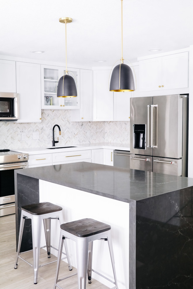 Calacatta Herringbone - Contemporary - Kitchen - Cleveland - by ...