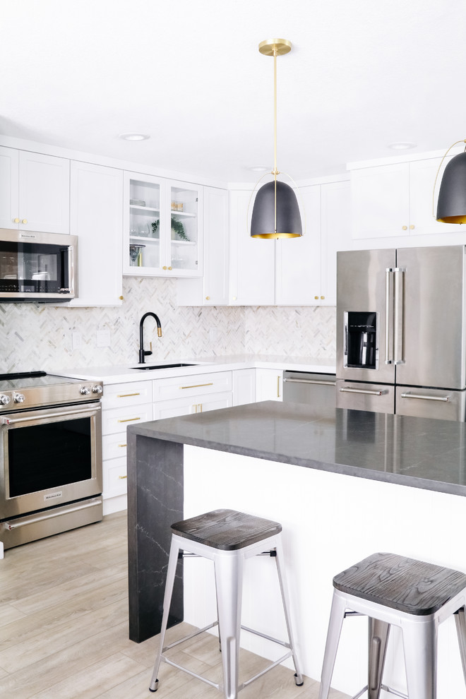 Calacatta Herringbone - Contemporary - Kitchen - Cleveland - by ...