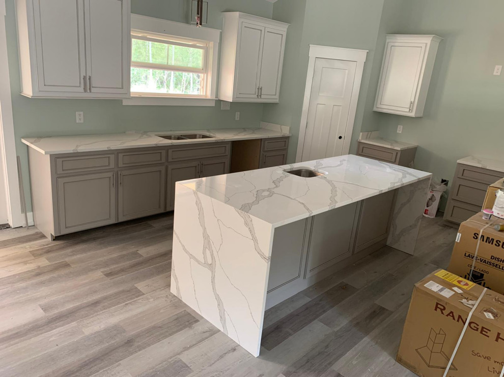 Calacatta Laza Quartz Waterfall Countertop - Modern - Kitchen - Other ...