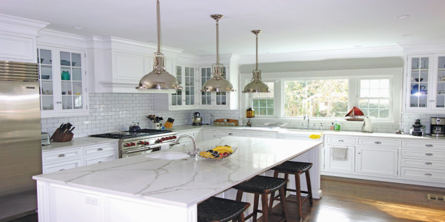 Calacatta Natura Corian Quartz Kitchen - Campagne - Cuisine - Tampa - par QUALITY MARBLE INC | Houzz