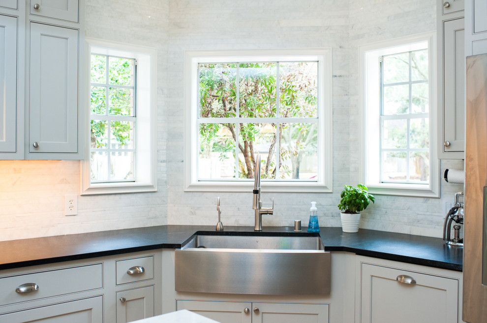 Calm & Collected Beaded Inset Kitchen - Transitional - Kitchen ...