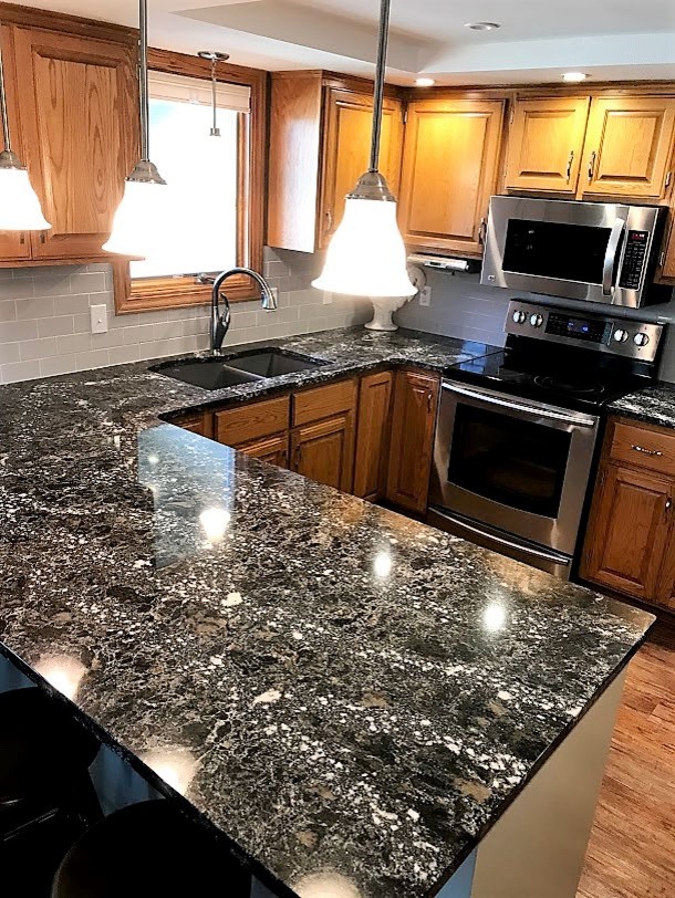 Cambria Ellesmere Kitchen w/Gray Subway Tile - Traditional - Kitchen ...