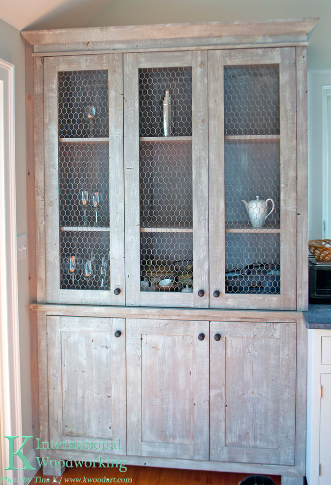 Cape Cod Kitchen Cabinet with Chicken Wire - Rustic - Kitchen - Boston ...