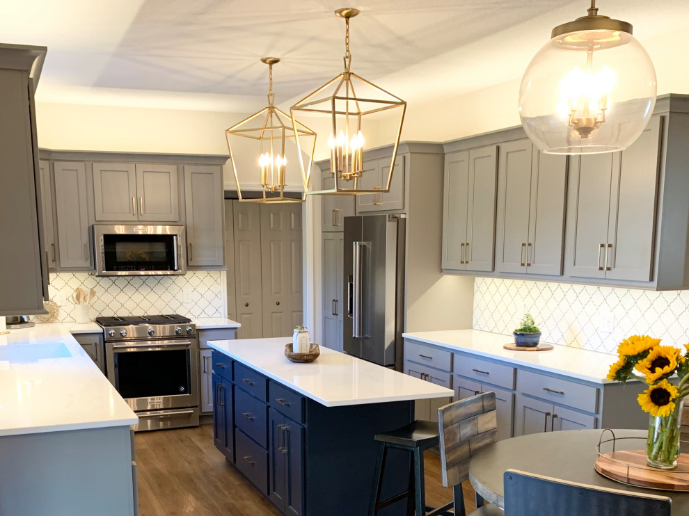 Charcoal Blue + Gray Painted Kitchen With Butler’s Pantry Bar ...