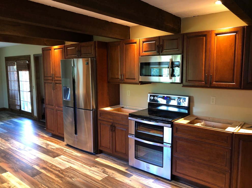 Cherry Wood Full Kitchen Cabinet Renovation - Traditional - Kitchen ...