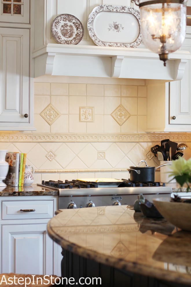 Classic Backsplash using hand-made ceramic tile - Traditional - Kitchen ...