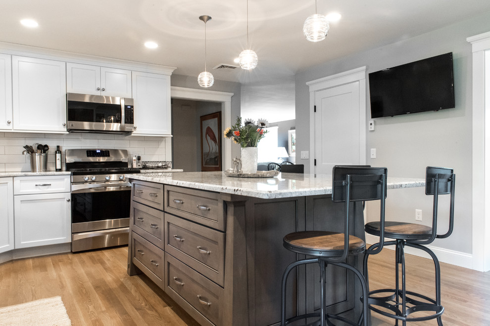 Classic white and Driftwood kitchen remodel, Rumford,RI - Traditional ...