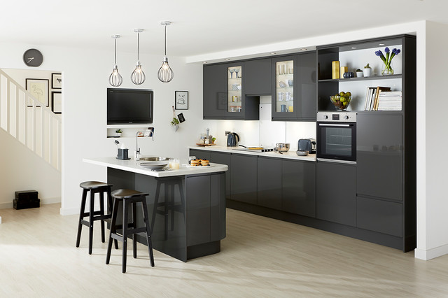Clerkenwell Gloss Graphite Contemporary Kitchen - Contemporary ...