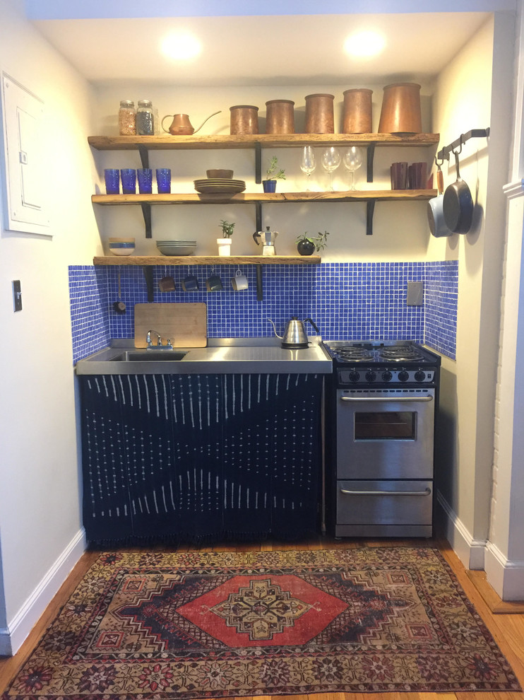 Cobalt Blue Glass Tile Backsplash - Rustic - Kitchen - Boston - by ...