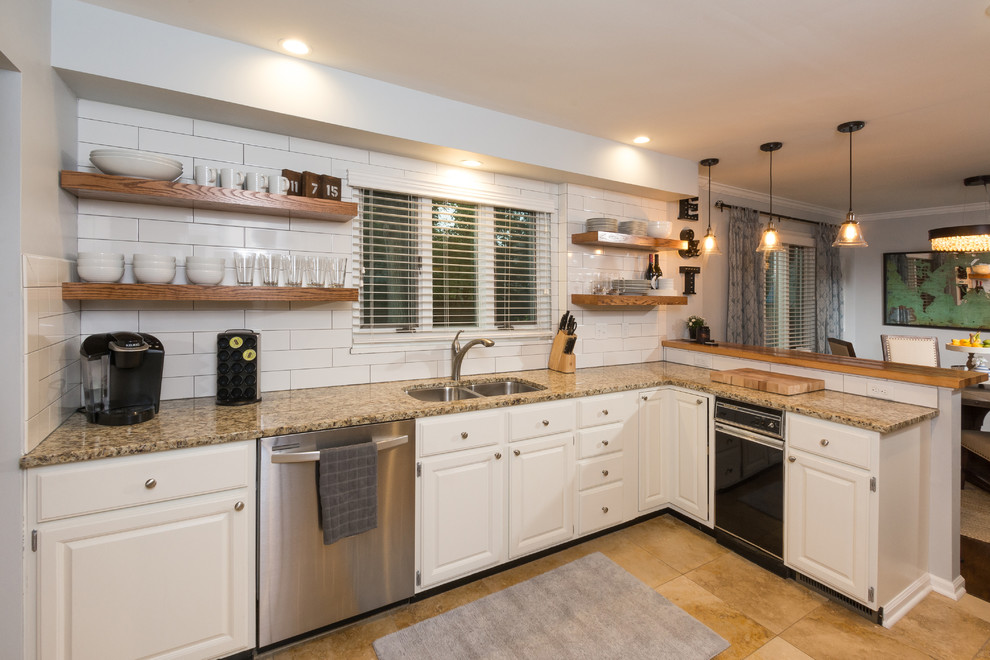 Columbus, OH - Farmhouse - Reclaimed Oak Kitchen Bar Countertop ...