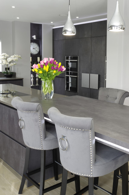 Concrete Graphite kitchen with secret doors - Contemporary - Kitchen ...