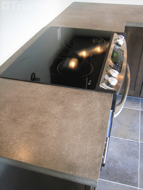 Concrete Kitchen Countertop with Stove - Contemporary - Kitchen - New ...